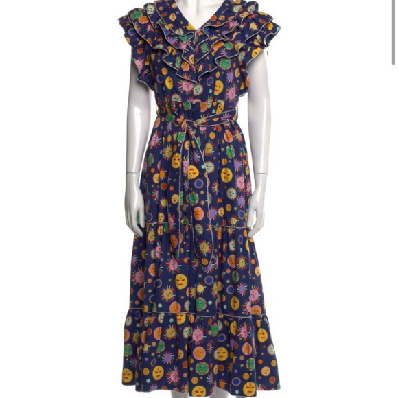 CeliaB | Dresses | Celia B Atlas Dress In Navy Blue Sun Print Maxi Nwt ...